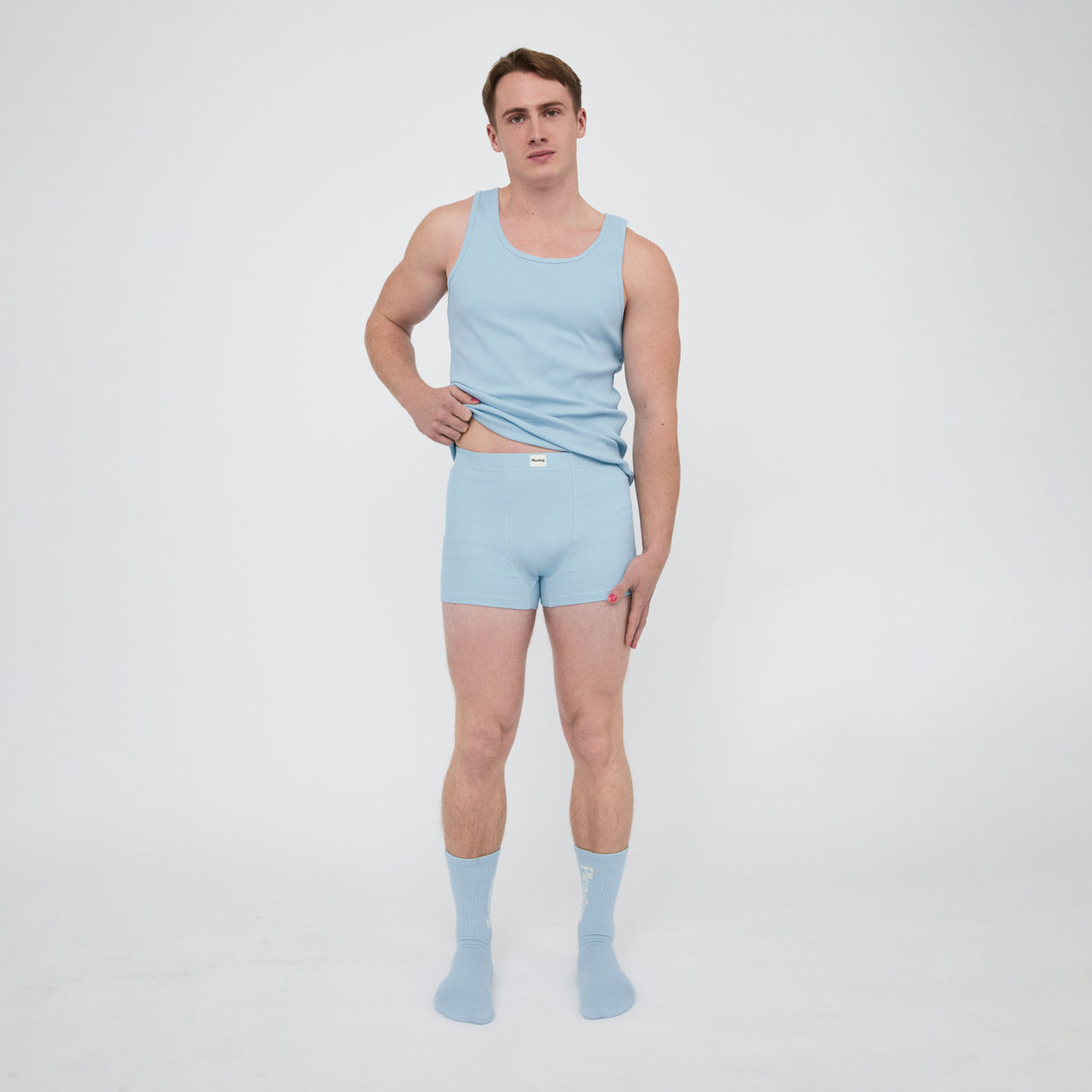 The Pleasing Ribbed Boxer Brief in Blue