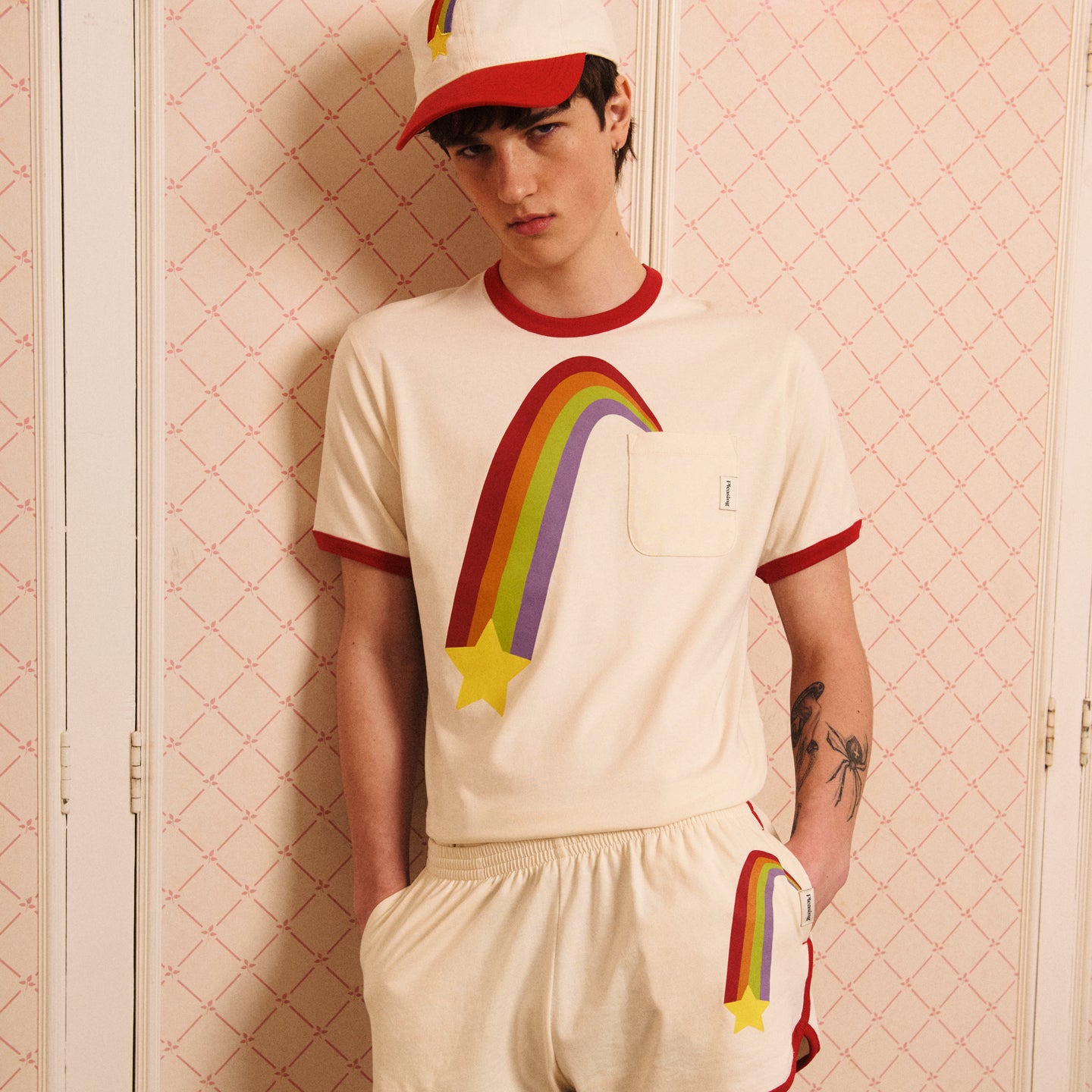 The Rainbow Ray Ringer Tee in Cherry Cloud – Pleasing